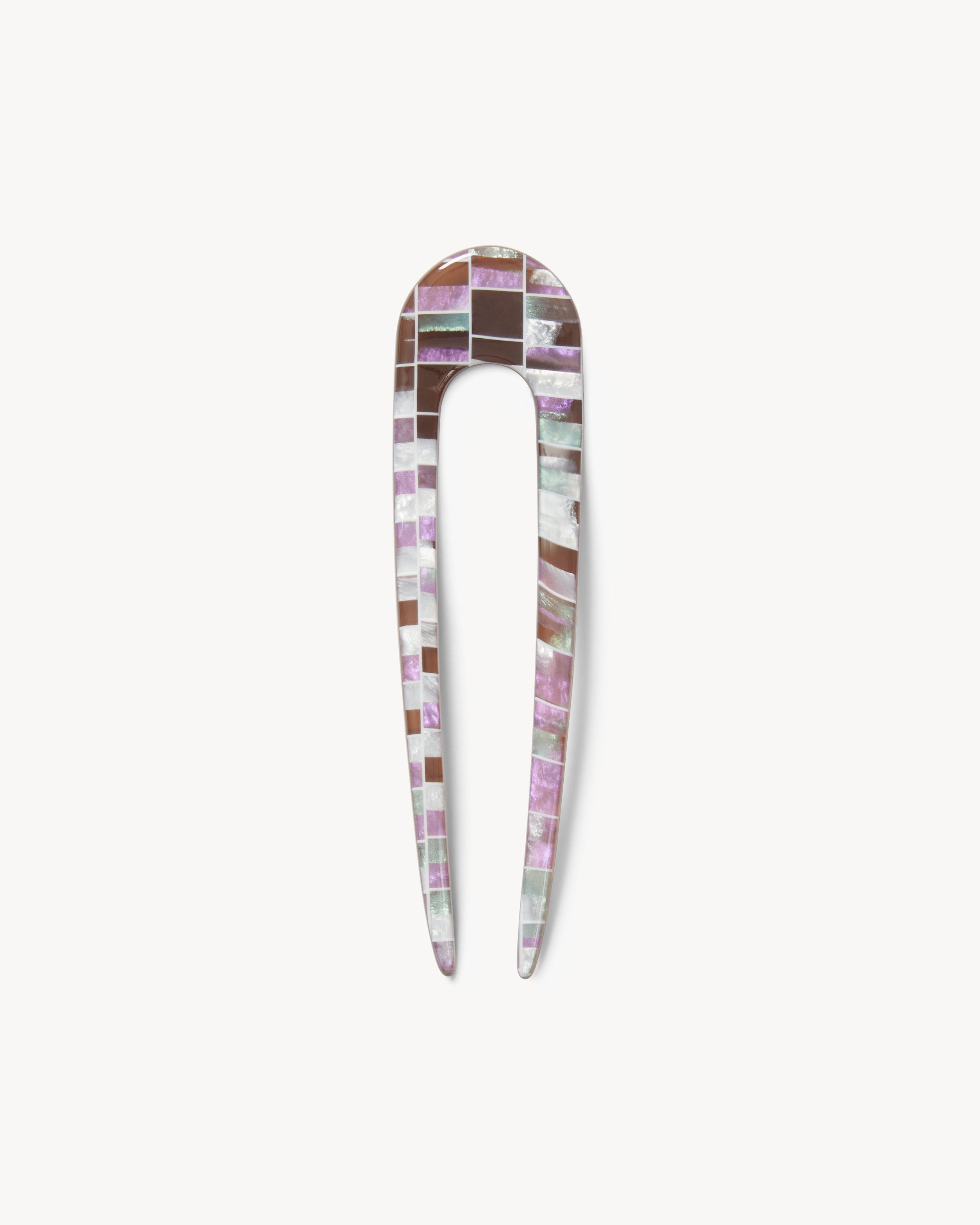 MACHETE French Hair Pin in Brown Shell Checker