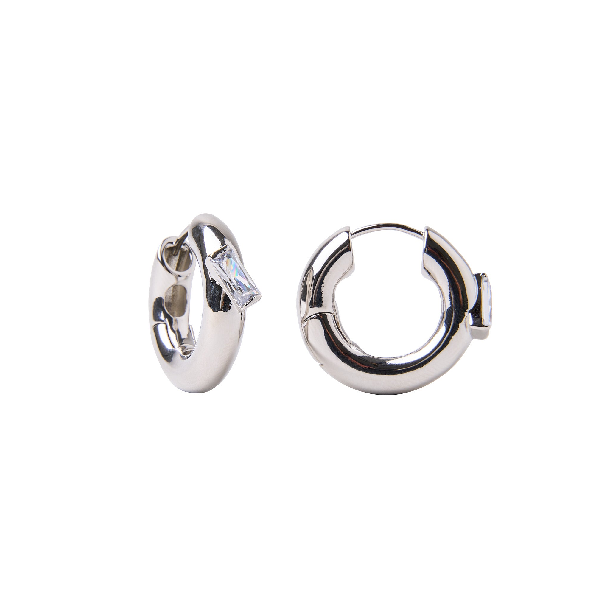 Chunky Hoops in Silver with Stone – MACHETE