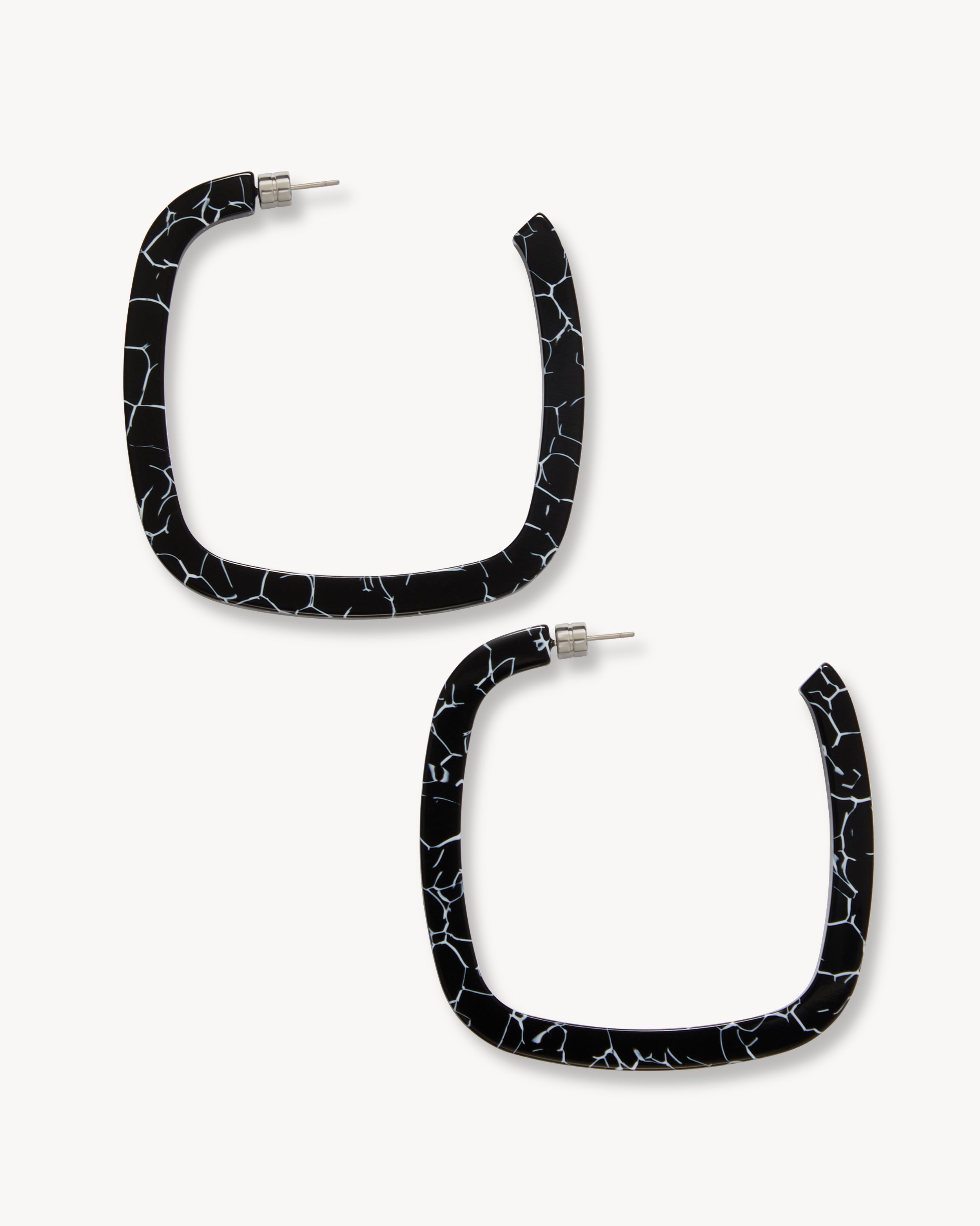 Large Square Hoops in Black Marble – MACHETE