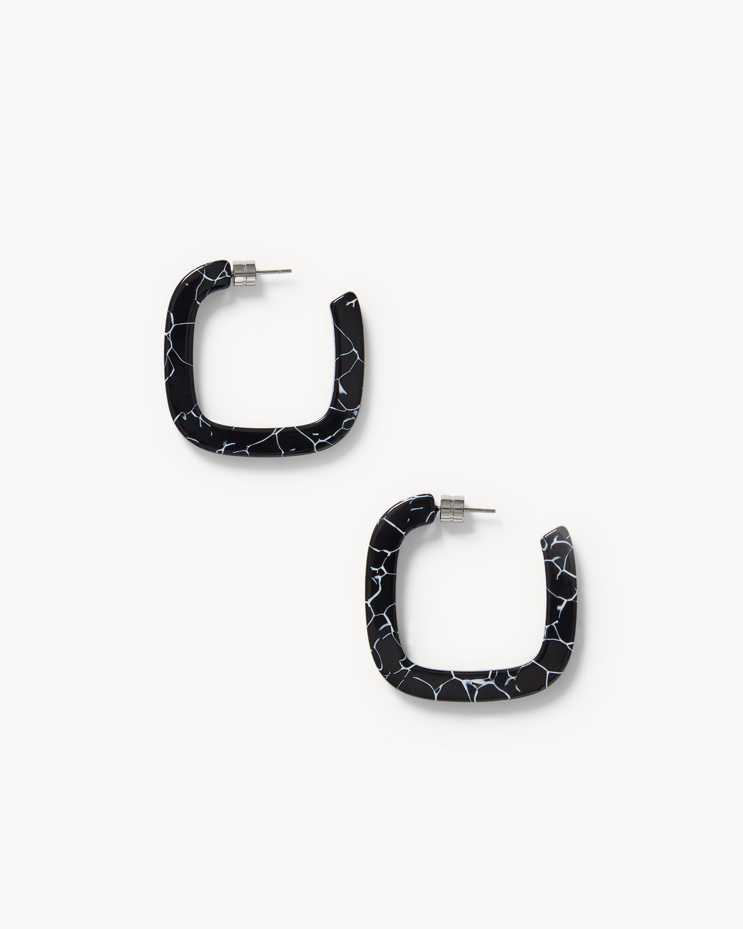 Midi Square Hoops in Black Marble – MACHETE