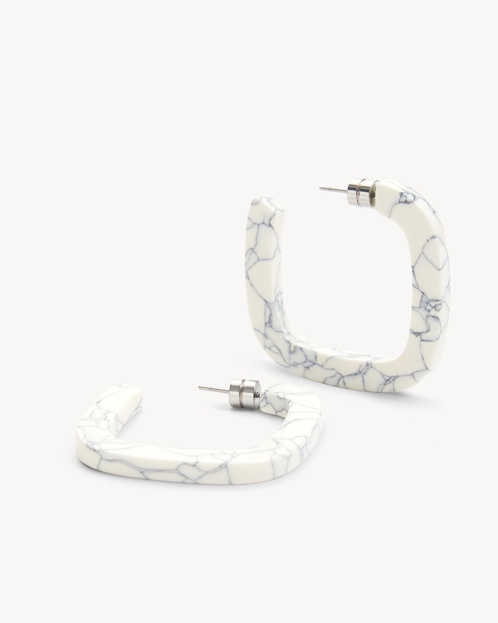 Midi Square Hoops in Marble – MACHETE