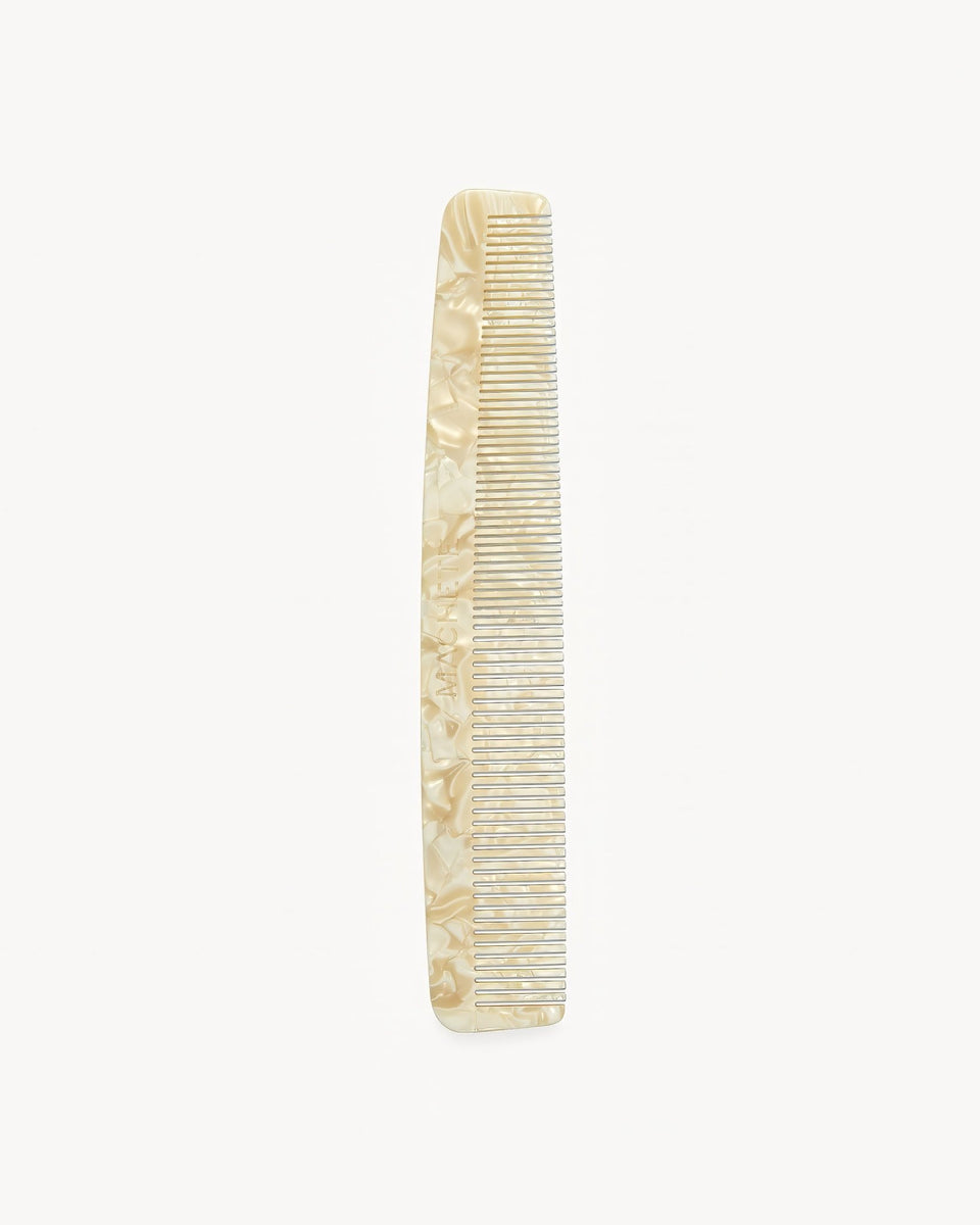 Machete No. 1 fine-tooth comb in ivory, white and cream acetate. – MACHETE