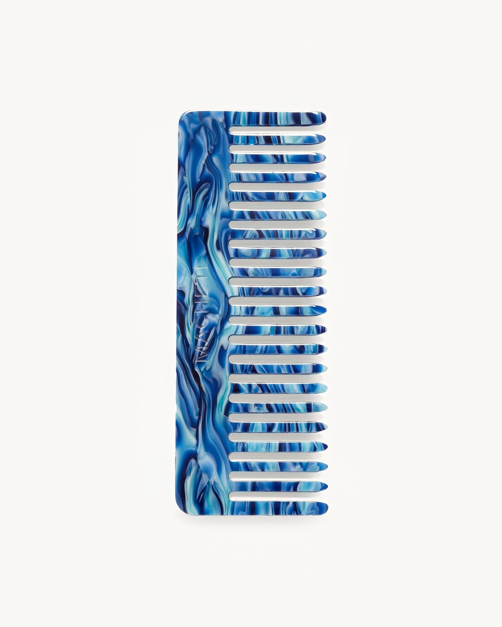 No. 2 wide tooth comb in capri blue acetate. – MACHETE