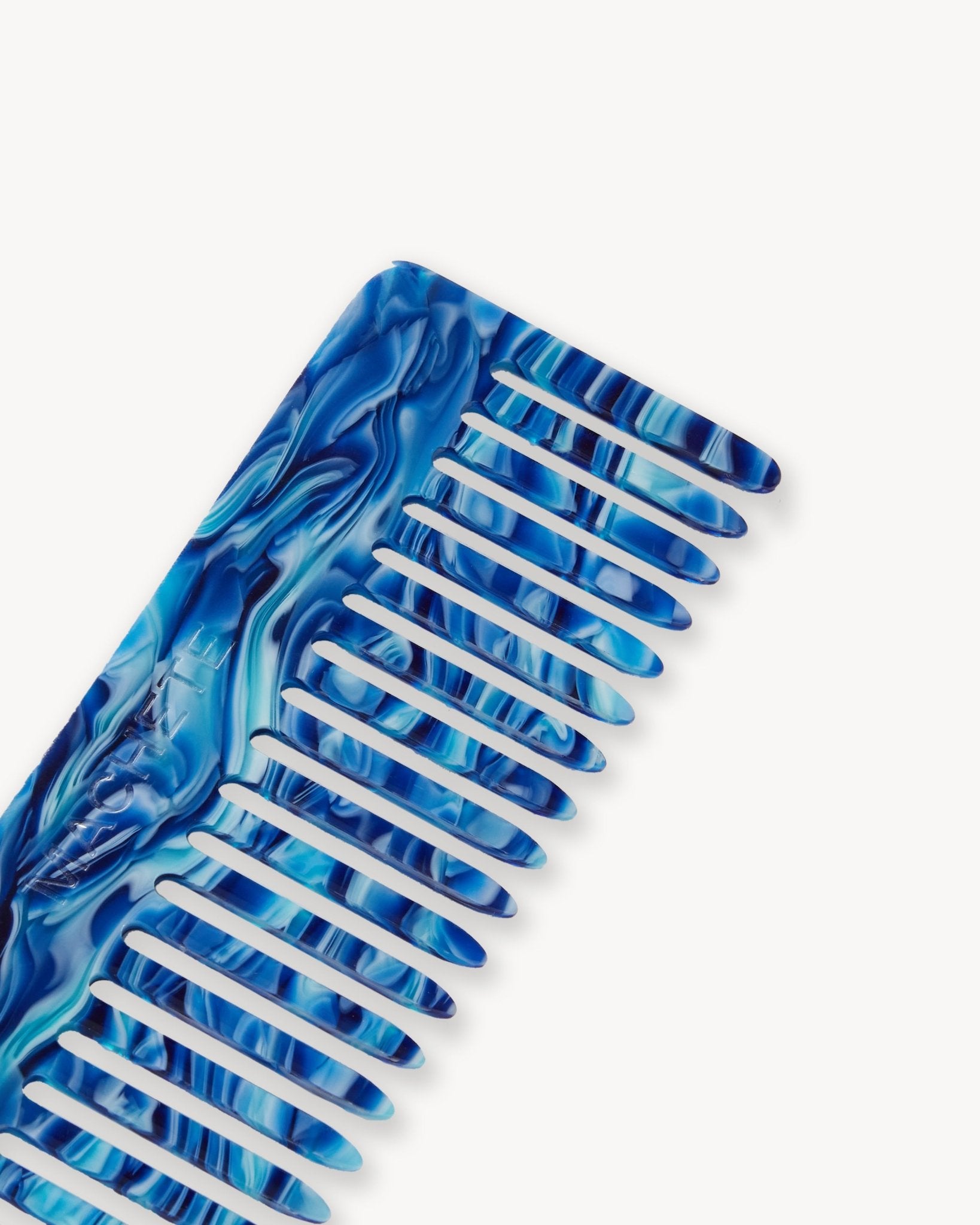 No. 2 wide tooth comb in capri blue acetate. – MACHETE